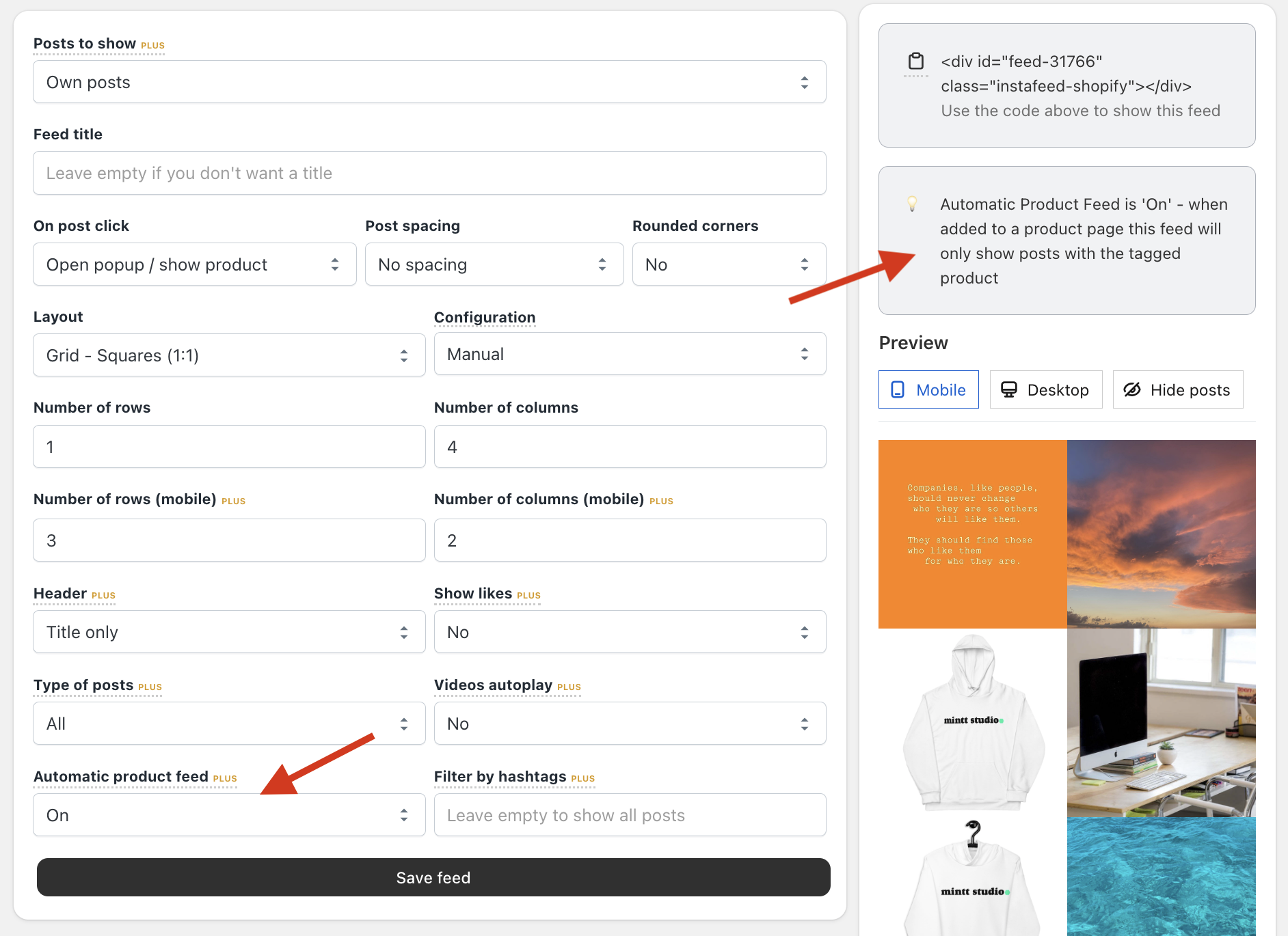 How do I create product feeds on product pages? - Mintt Studio - Help ...