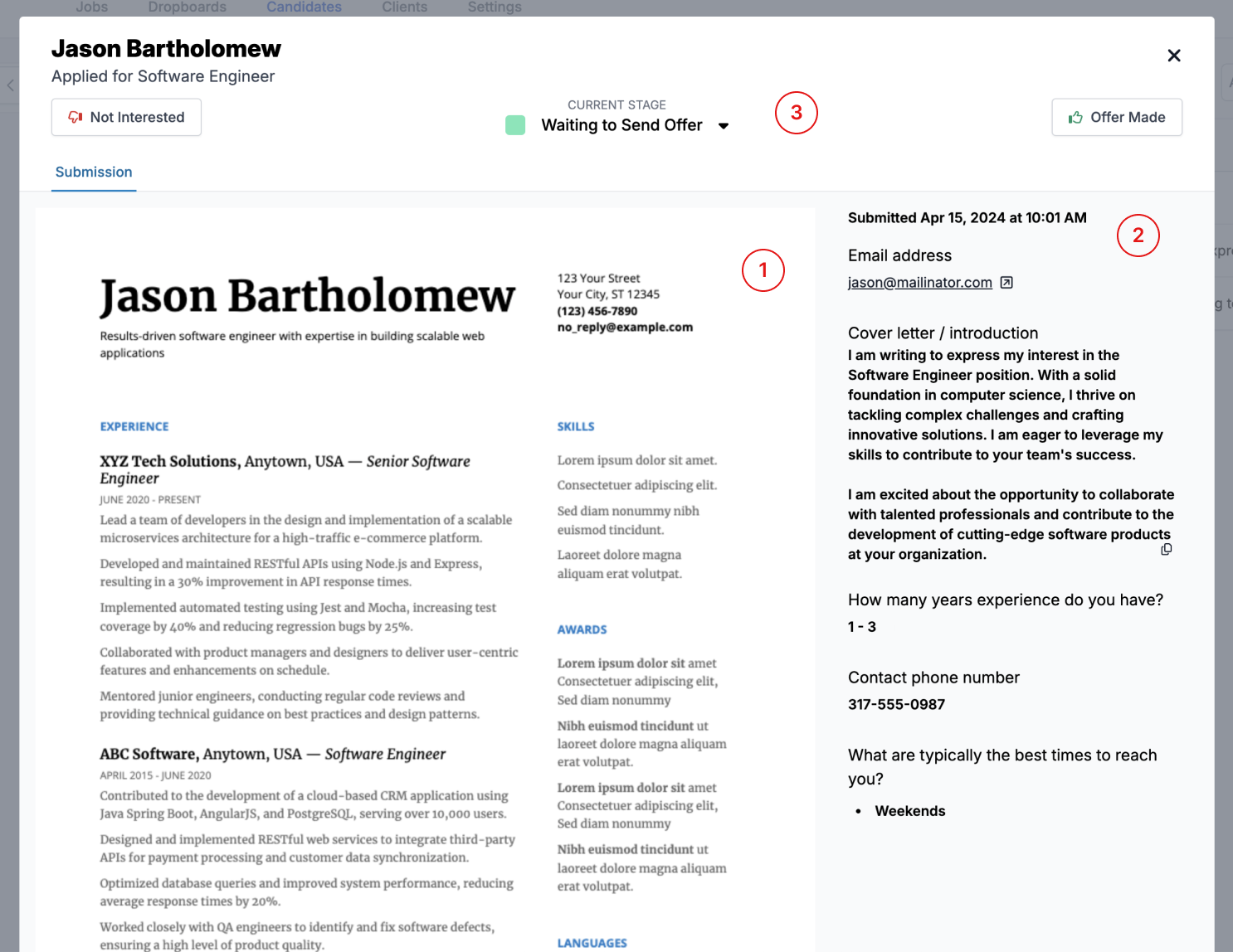 Candidate panel - Dropboard Help Docs