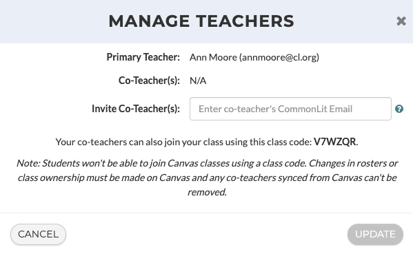 How do I add a co-teacher to my Canvas class in CommonLit? - CommonLit ...