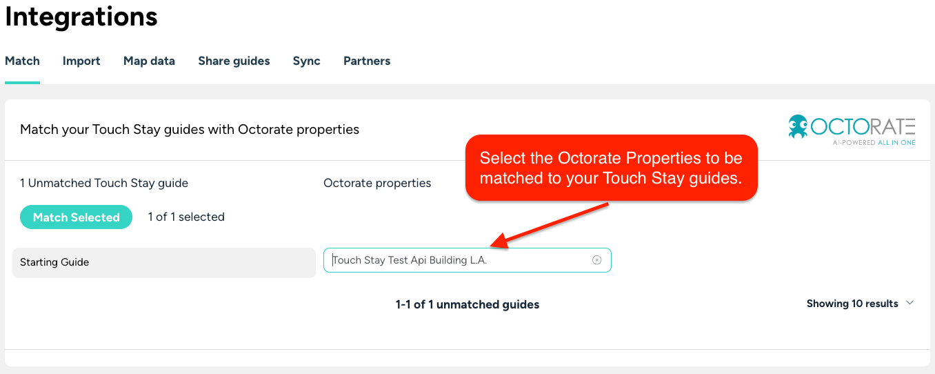 Octorate Integration - Touch Stay Knowledge Base