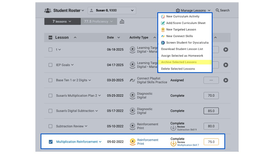 How do I archive a lesson plan or playlist? - TouchMath Help Center