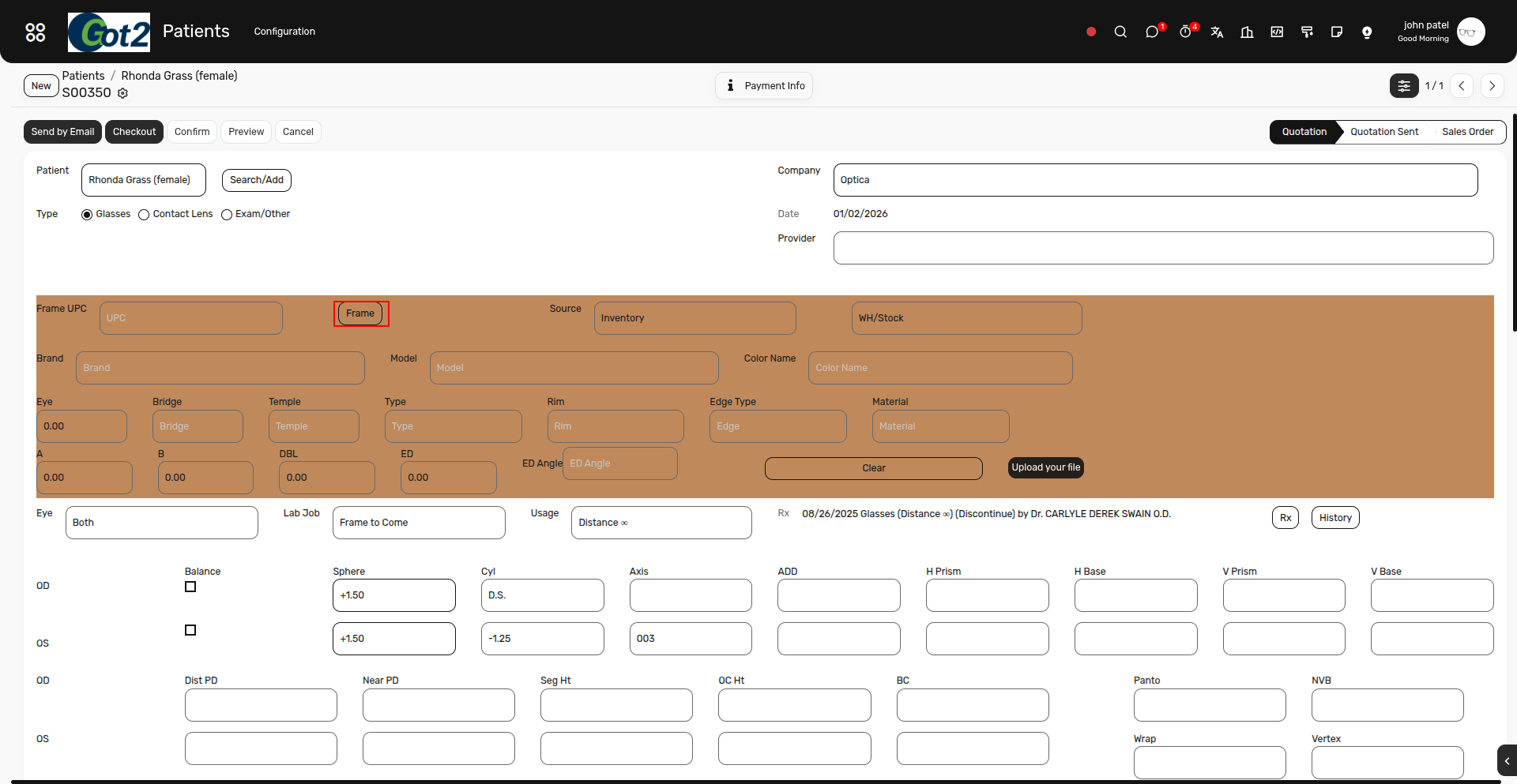 How to Create a Glasses Order - GOT2 Software